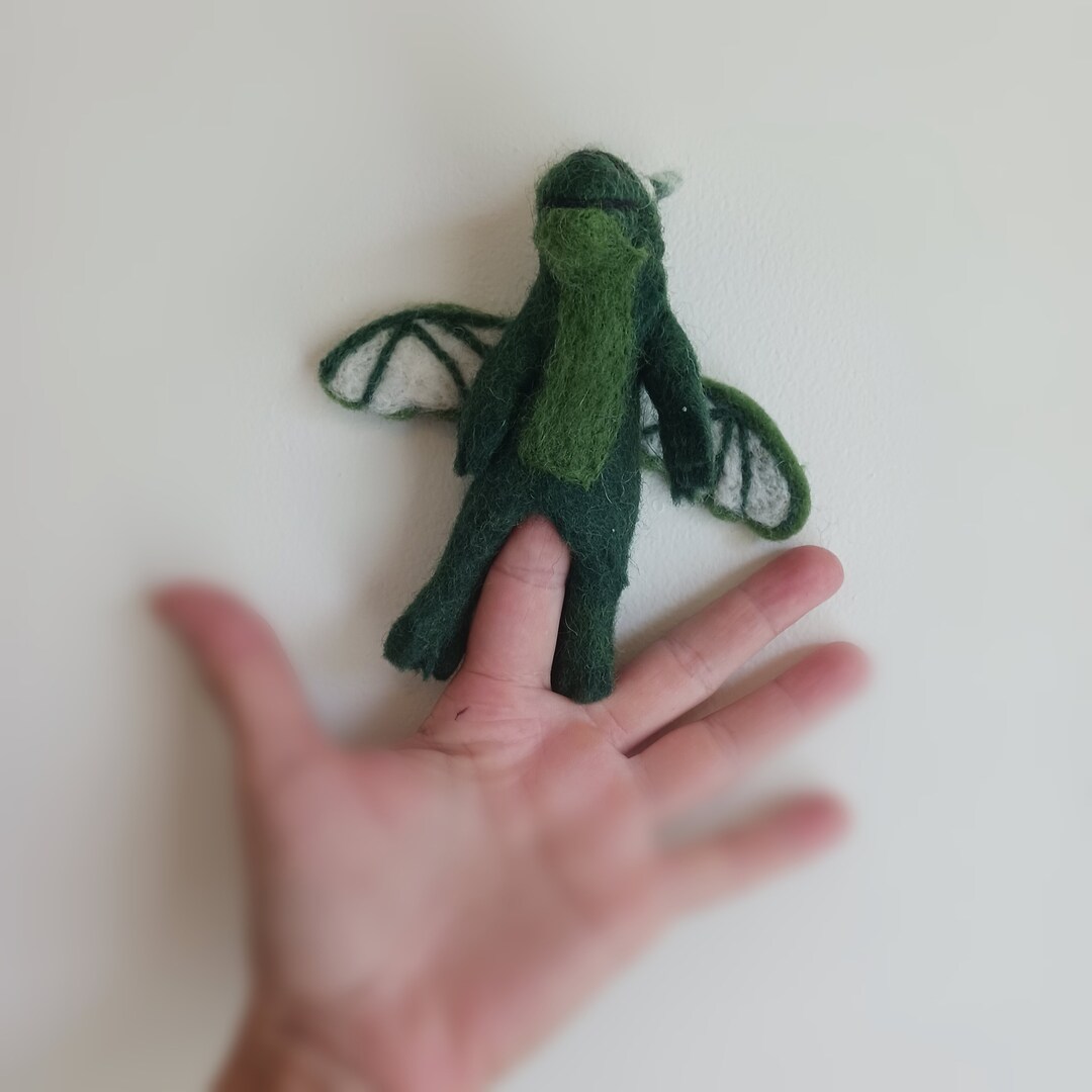 Dinosaur Dragon Puppy Finger Puppet Ornament Hand Made Felted Wool - Etsy