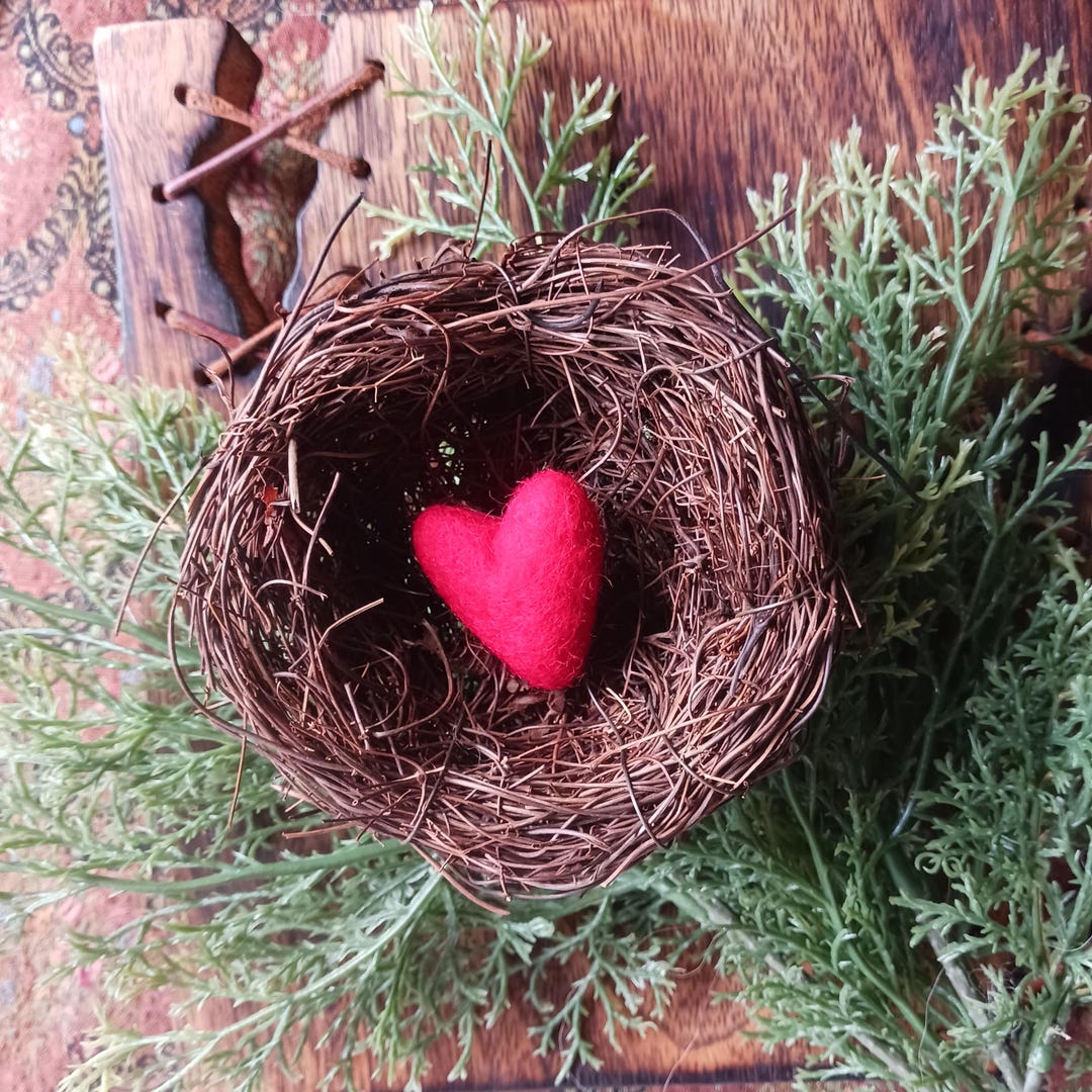 Hand Made Felted Wool Heart Red - Etsy