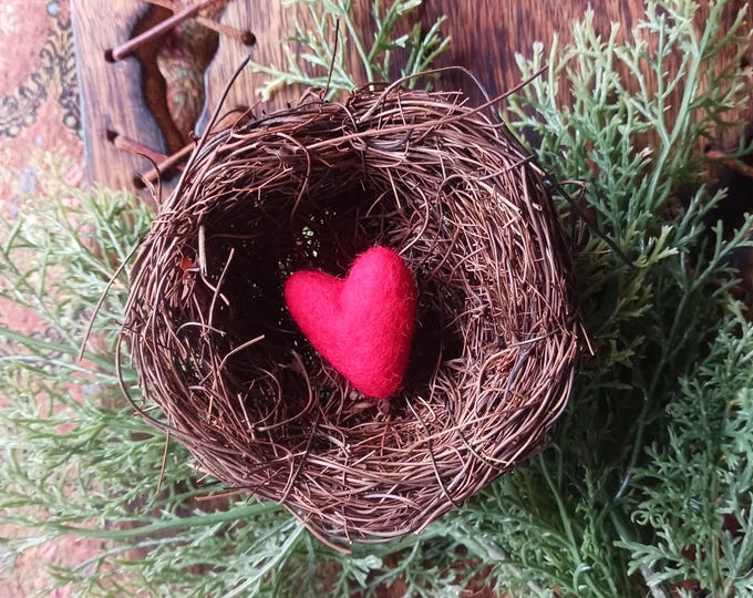 Hand Made Felted Wool Heart Red - Etsy