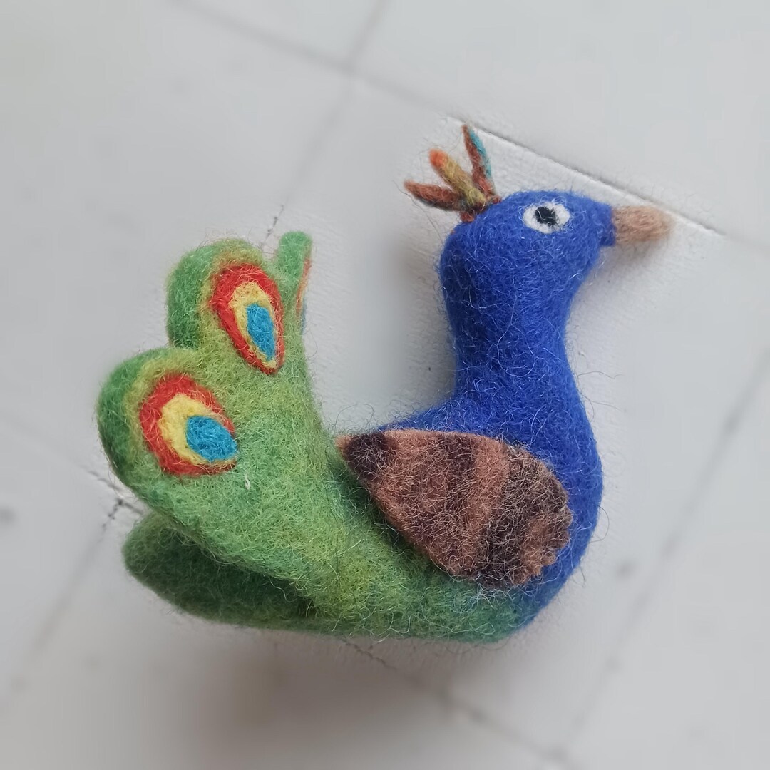 Peacock Finger Puppet Ornament Hand Made Felted Peacock - Etsy