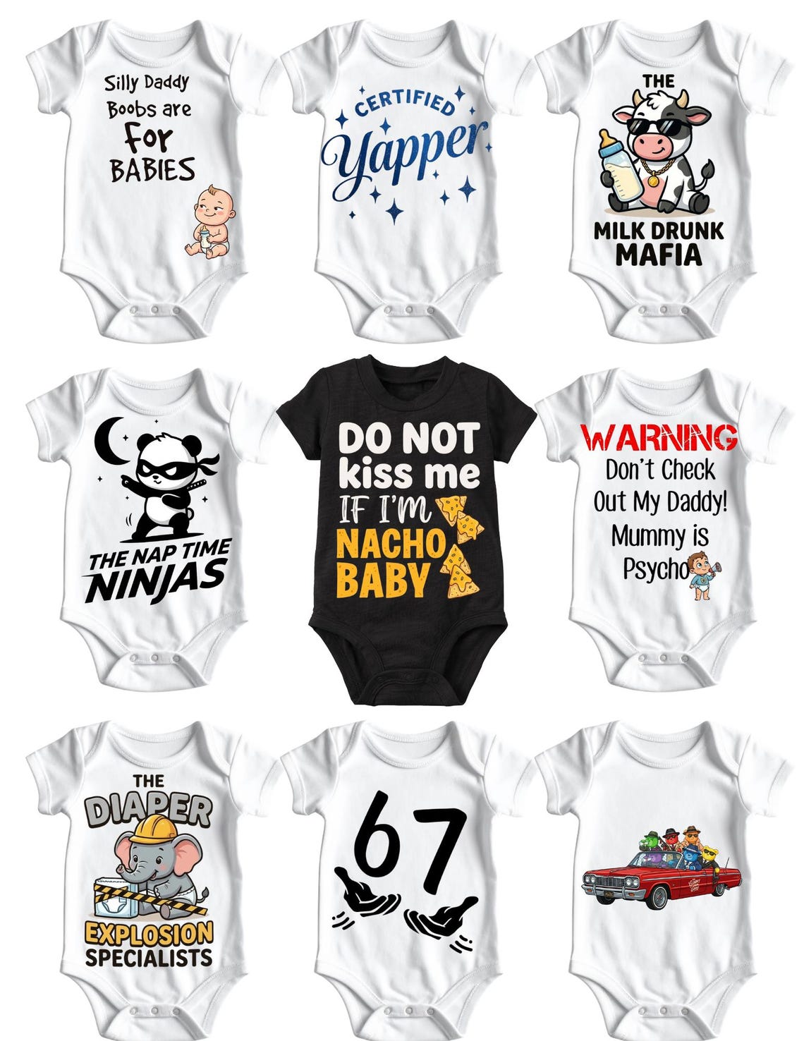 Funny Baby Onesie Designs Bundle | Witty Baby Pngs (digital Download ...