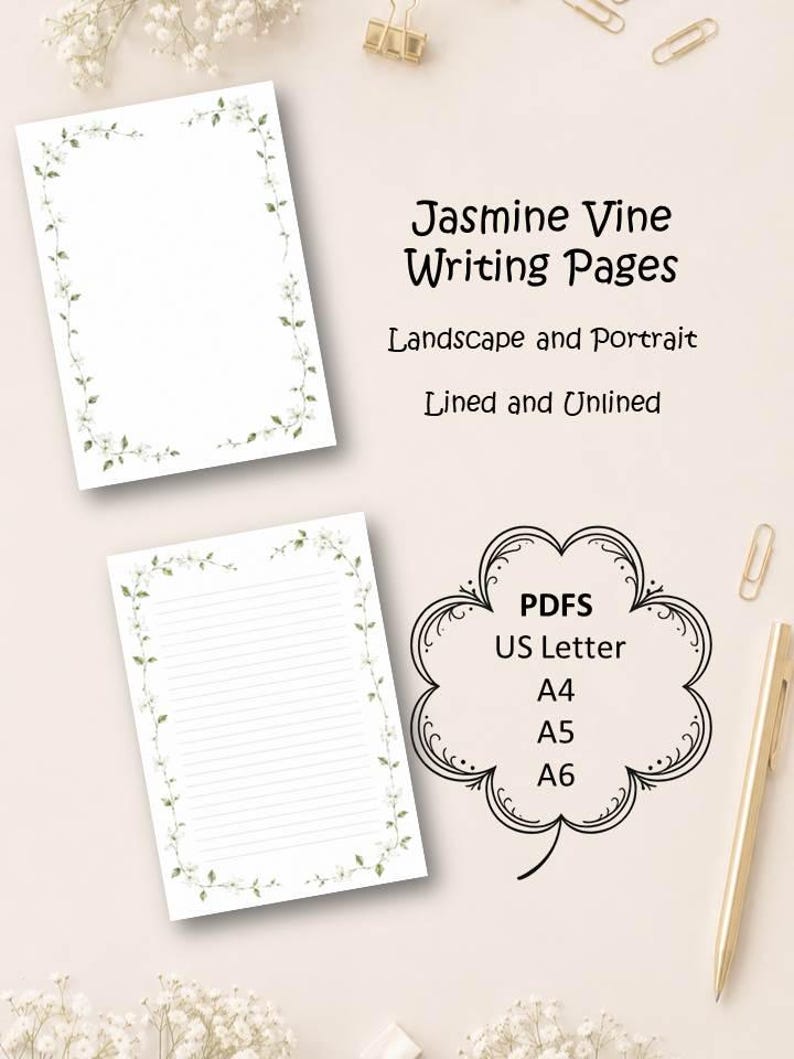 White Jasmine Vine Floral Writing Paper - Etsy