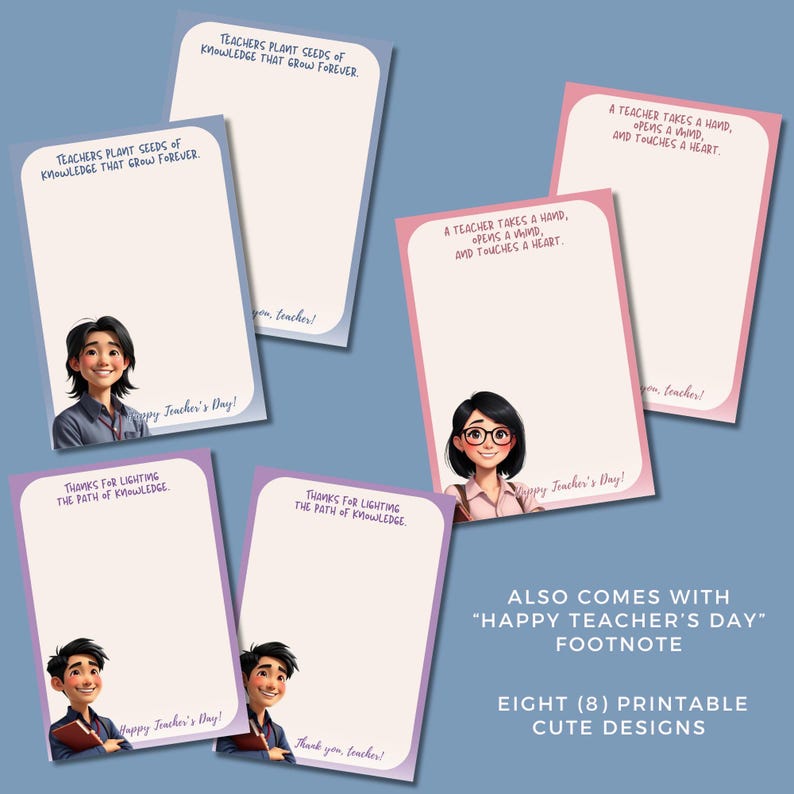 Printable Teacher Appreciation Gift, Teacher Inspired Notes, Teachers ...