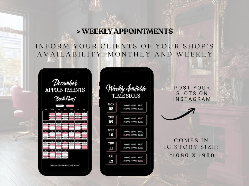 Weekly Available Appointments Template Availability Calendar Instagram ...