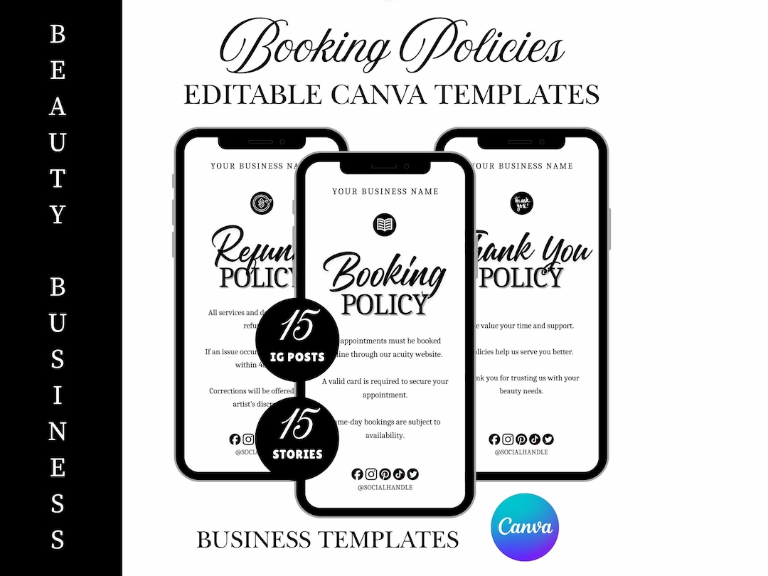 Booking Policies Template Canva Hair Salon Policy Nail Policies Lash ...