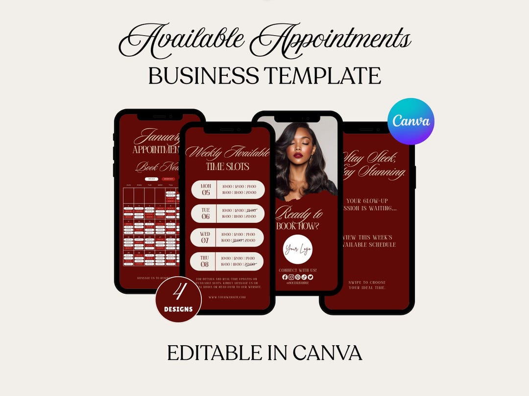 Booking Appointments Template Old Money Aesthetic Template Weekly ...