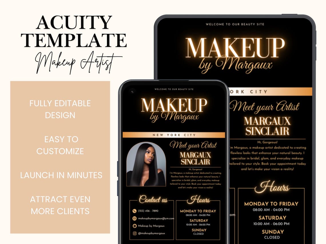 Makeup Acuity Scheduling Template Black Gold Makeup Artist Acuity ...