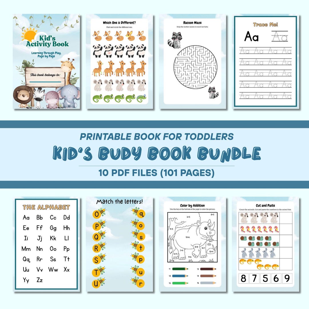 Kids Book Bundle, Printable Kids Activity Book, Learning Book Bundle ...