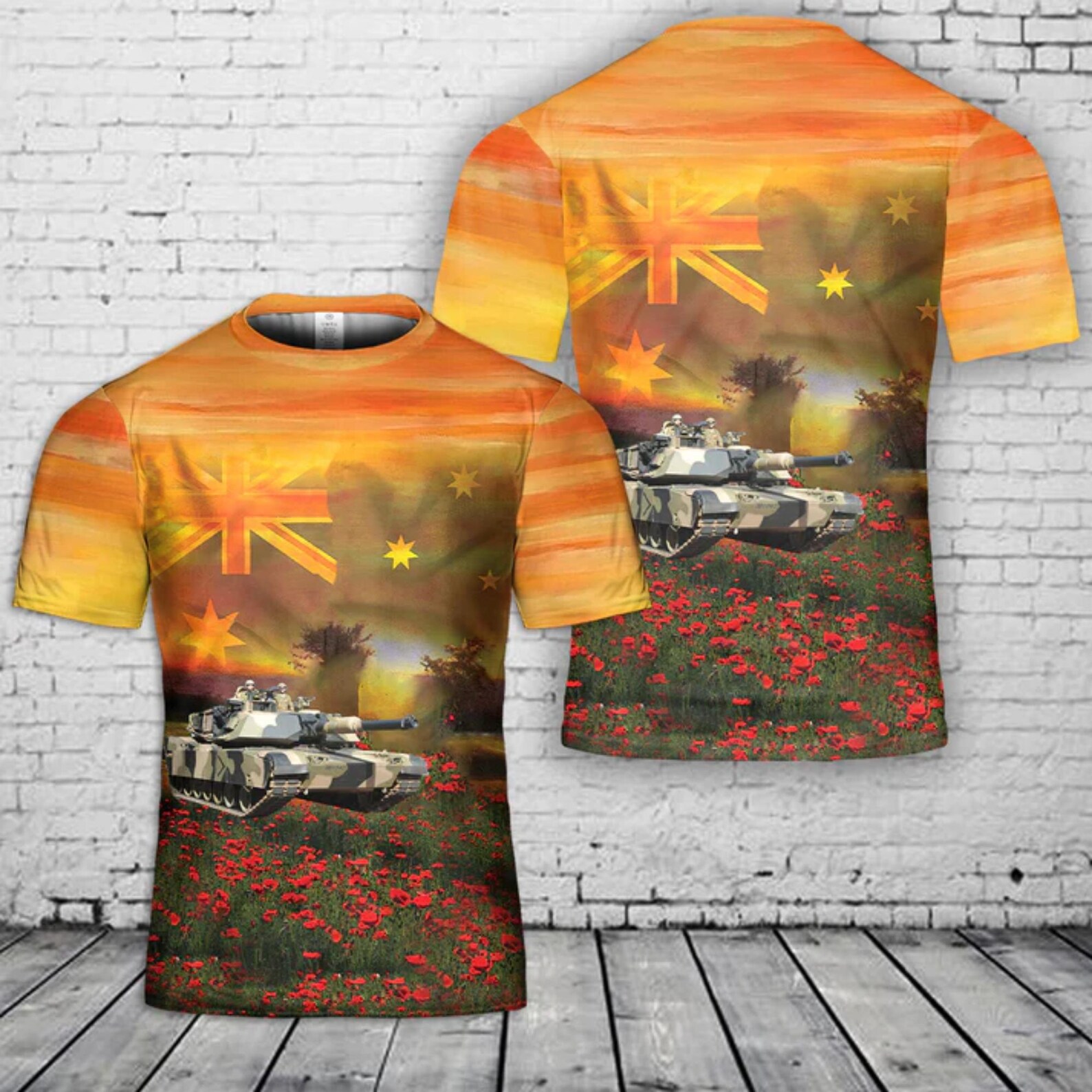 Australian Army Tank Shirt Military Sunset Scene With Camouflage Tank ...