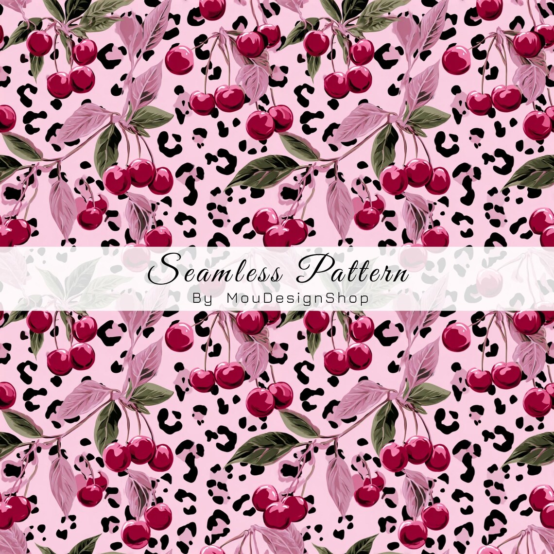 Hot Pink Leopard Animal Print Cherry Cheetah Trendy Girly Leafy ...