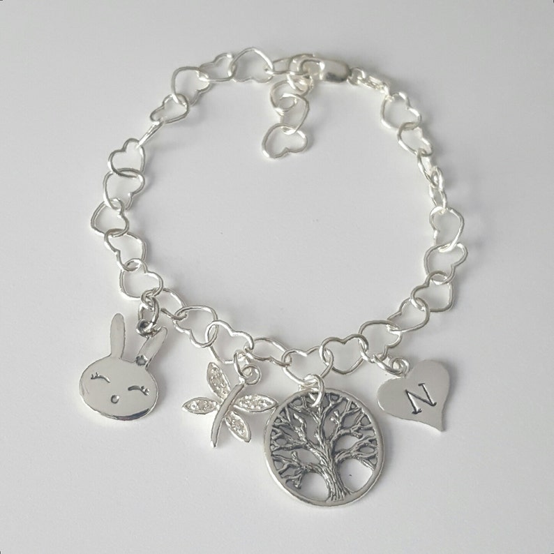 Sterling Silver Charm Bracelet, Bunny, Sterling Silver Dragonfly ...