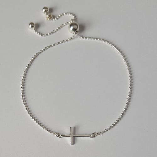 Sterling Silver Infinity Cross Bracelet Adjustable Bracelet - Etsy