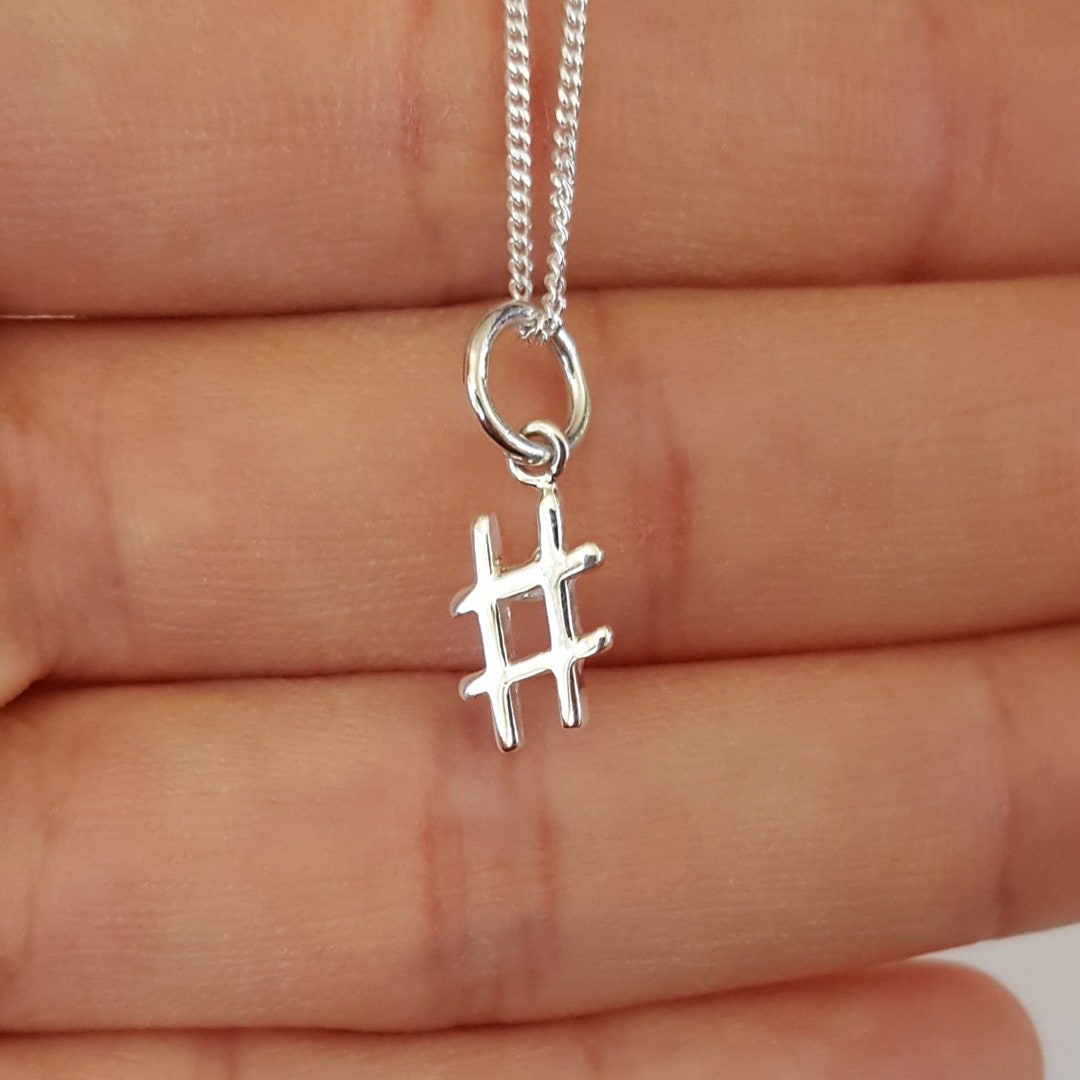 Hashtag Necklace, Sterling Silver Necklace, Girl Gift, Birthday Gift - Etsy