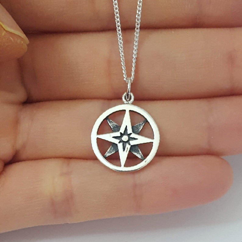 Sterling Silver Compass Necklace Personalized Necklace | Etsy