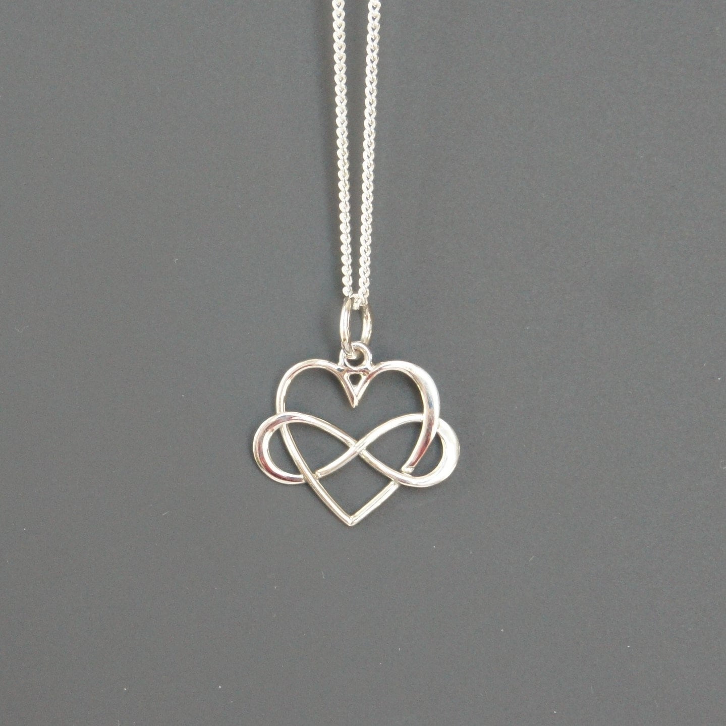 Heart Infinity Necklace Sterling Silver Love Necklace | Etsy