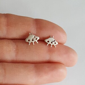 Sterling Silver UFO Earrings, Sterling Silver Stud Earrings, Birthday ...