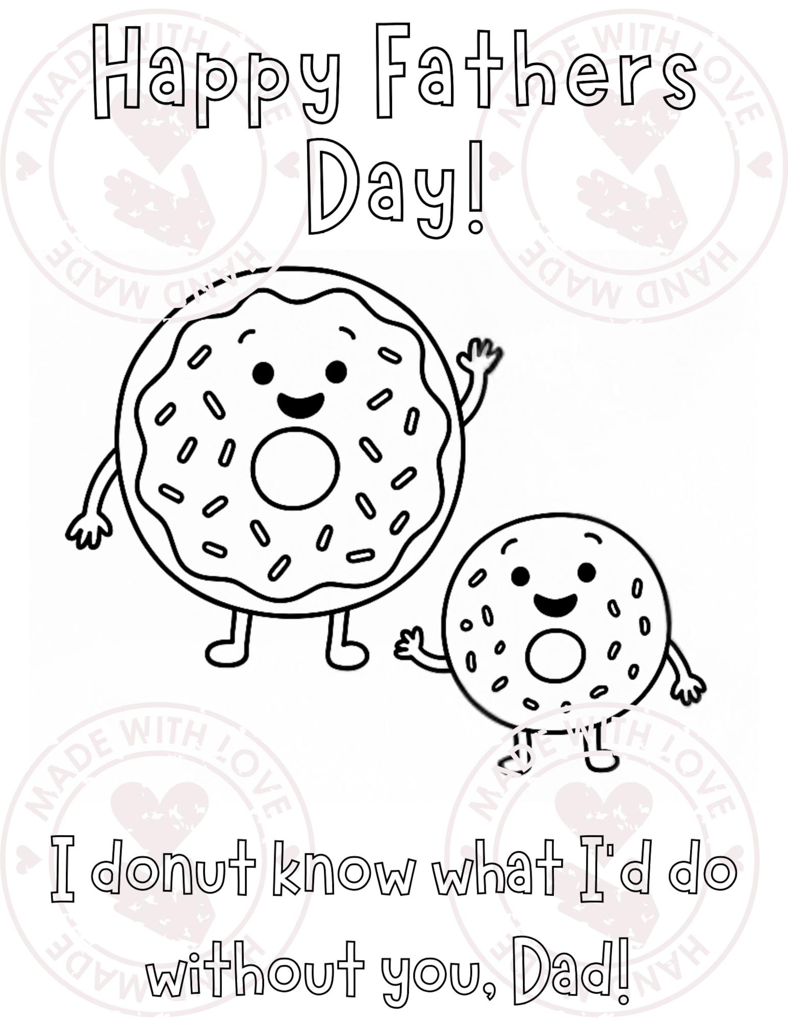 Father’s Day Donut Colouring Card – Printable Kids Activity – ‘I Donut ...