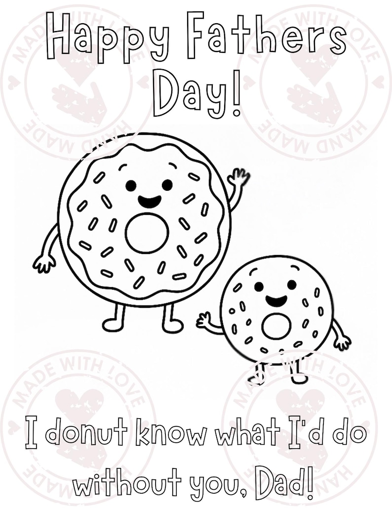 Father’s Day Donut Colouring Card – Printable Kids Activity – ‘I Donut ...
