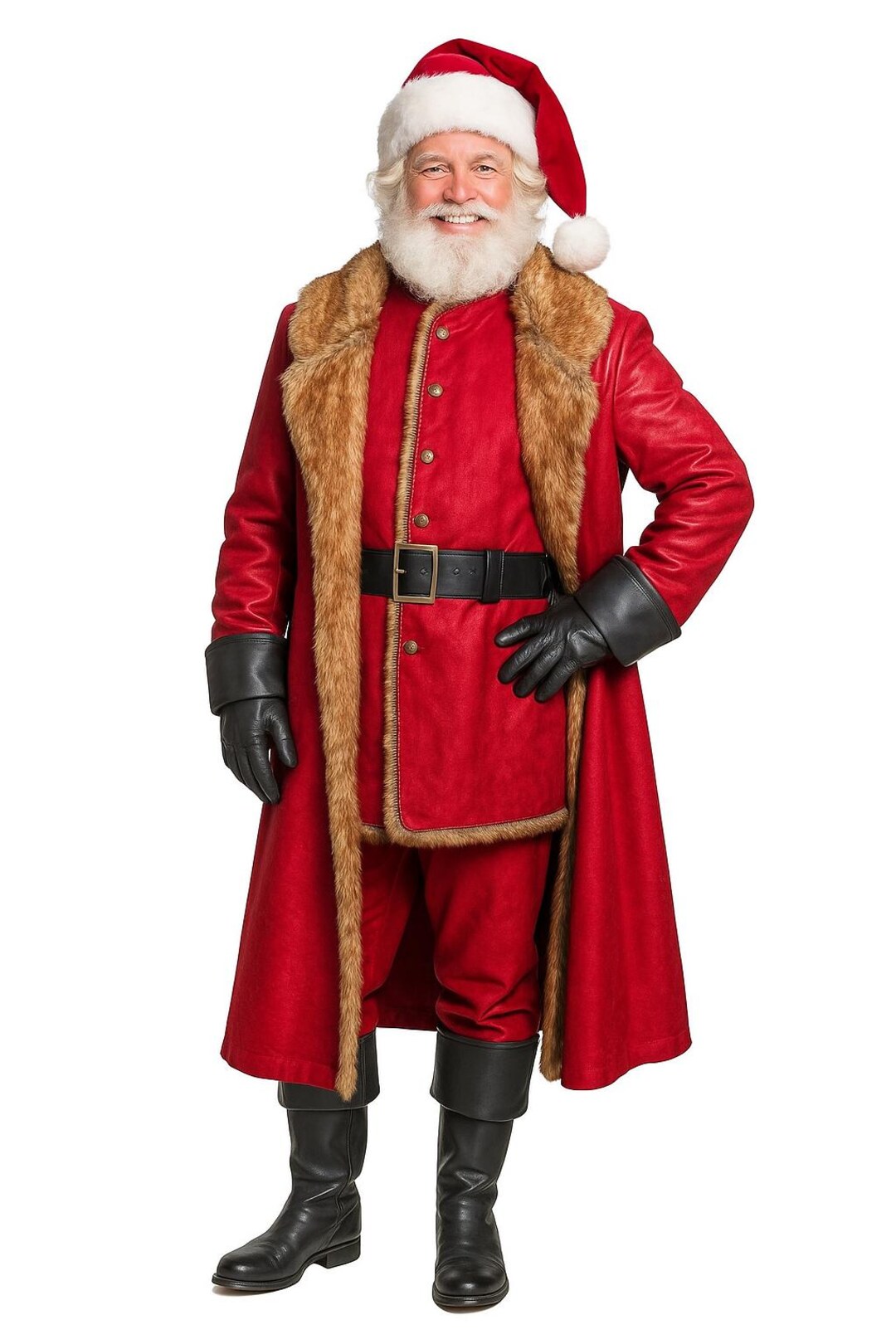 Faux Leather Santa Suit | Fur Trim Christmas Costume - Etsy