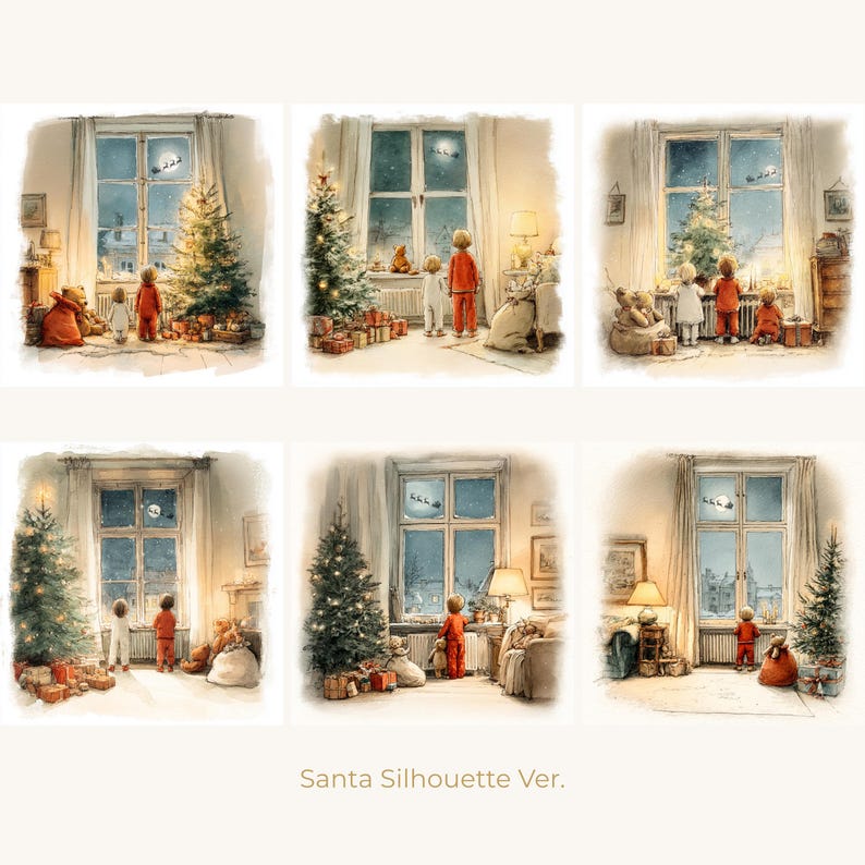 Christmas Night Window Clipart Set, Christmas Night Window Clipart, 12 ...