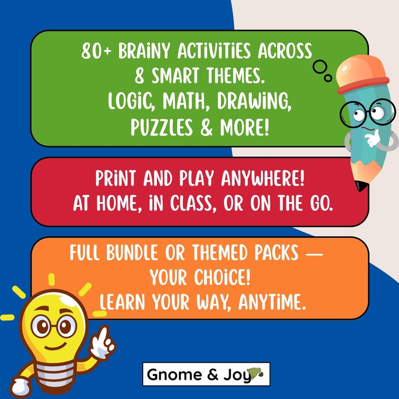 Printable Brain Games for Kids 7-10: Logic Puzzles & Drawing Challenges ...