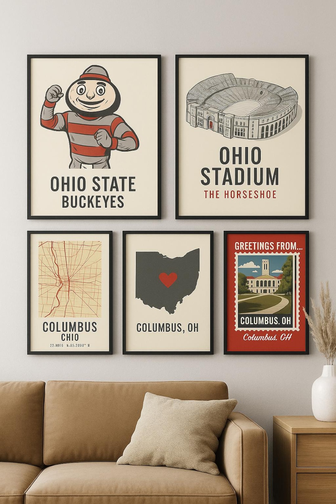 Ohio State Buckeyes Poster Set: Columbus Prints (digital Download - Etsy