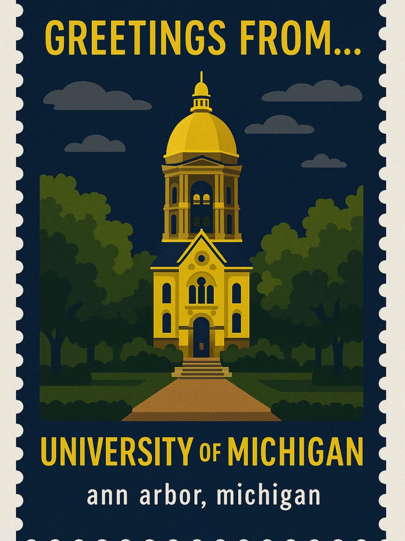 University of Michigan Poster Set: Ann Arbor Prints, Wolverines Art ...