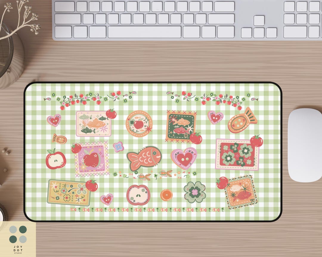 Kawaii Gingham Desk Mat: Cottagecore Food Mouse Pad, Juminocore, Heisei ...