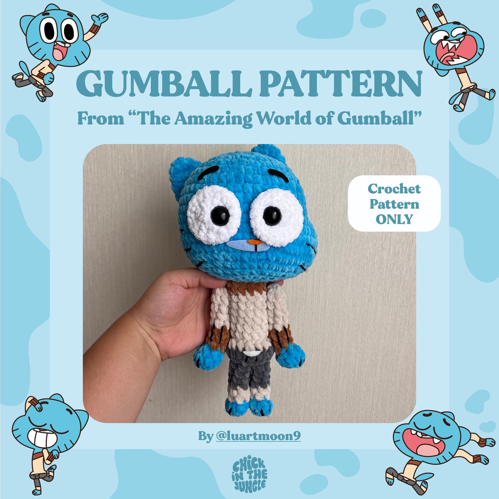 Gumball From “the Amazing World of Gumball” Pattern for Crocheted ...