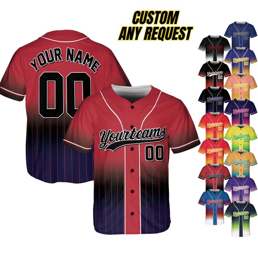 Personalized Name Team,custom Stripe Line Color Baseball Jersey for ...