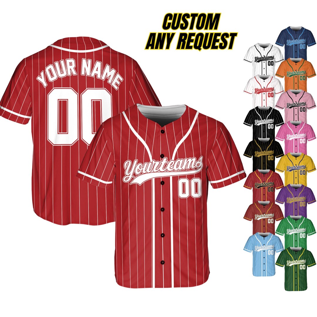Personalized Name Team,custom Stripe Line Color Baseball Jersey for ...