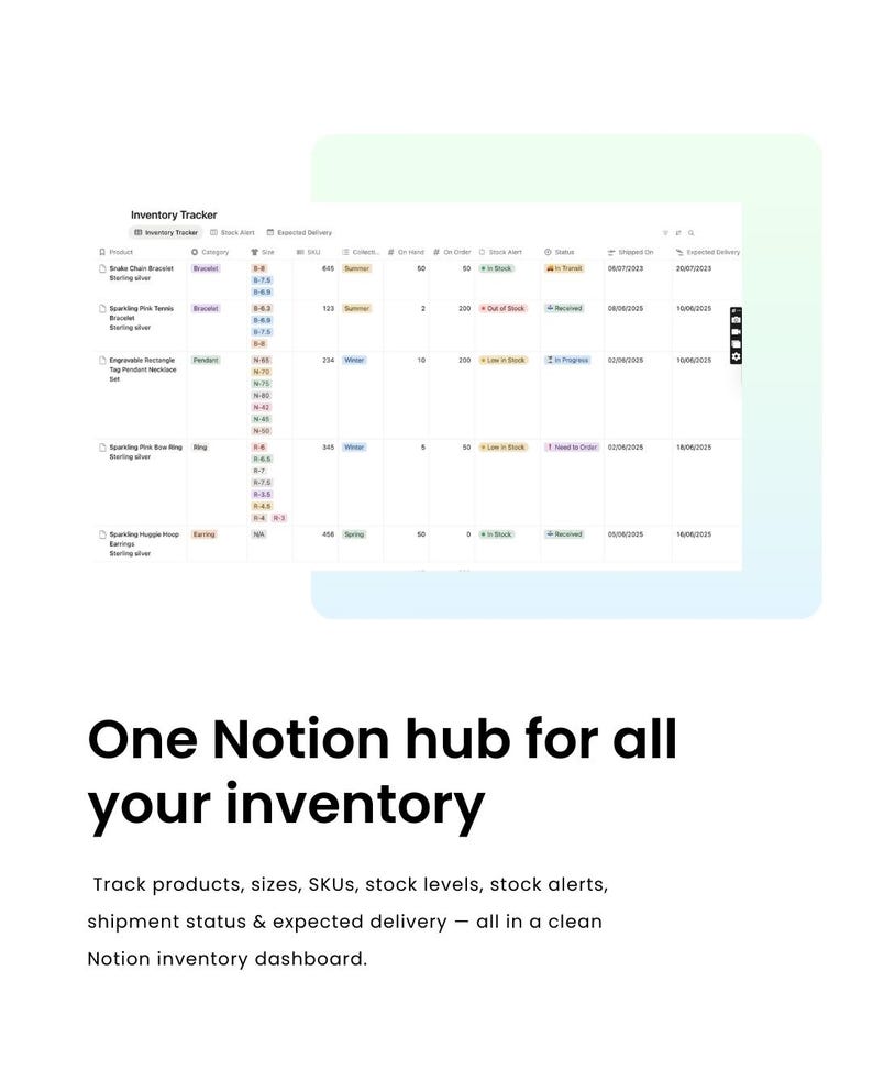 Notion Inventory Tracker Template | Small Business Stock Manager ...