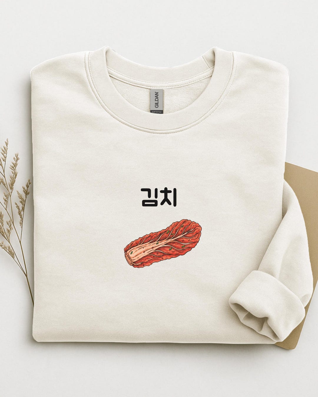 Korean Lettering Crewneck With Hangul Kimchi, Minimal Typography ...