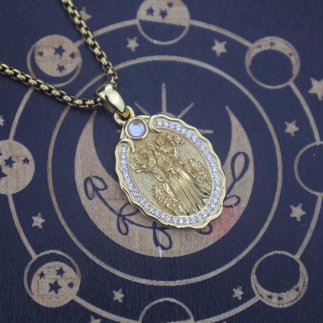 Gold Hecate Necklace: Sterling Silver Witch Amulet With Moonstone - Etsy