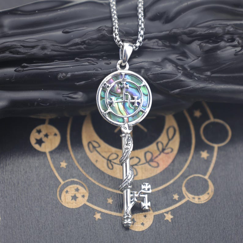 Lilith Sigil Key Necklace: Sterling Silver Abalone Shell Sigil Pendant ...