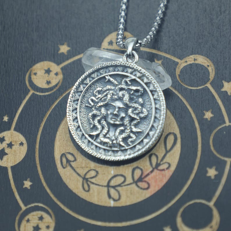 Sterling Silver Medusa Necklace – Greek Mythology Pendant Amulet - Etsy