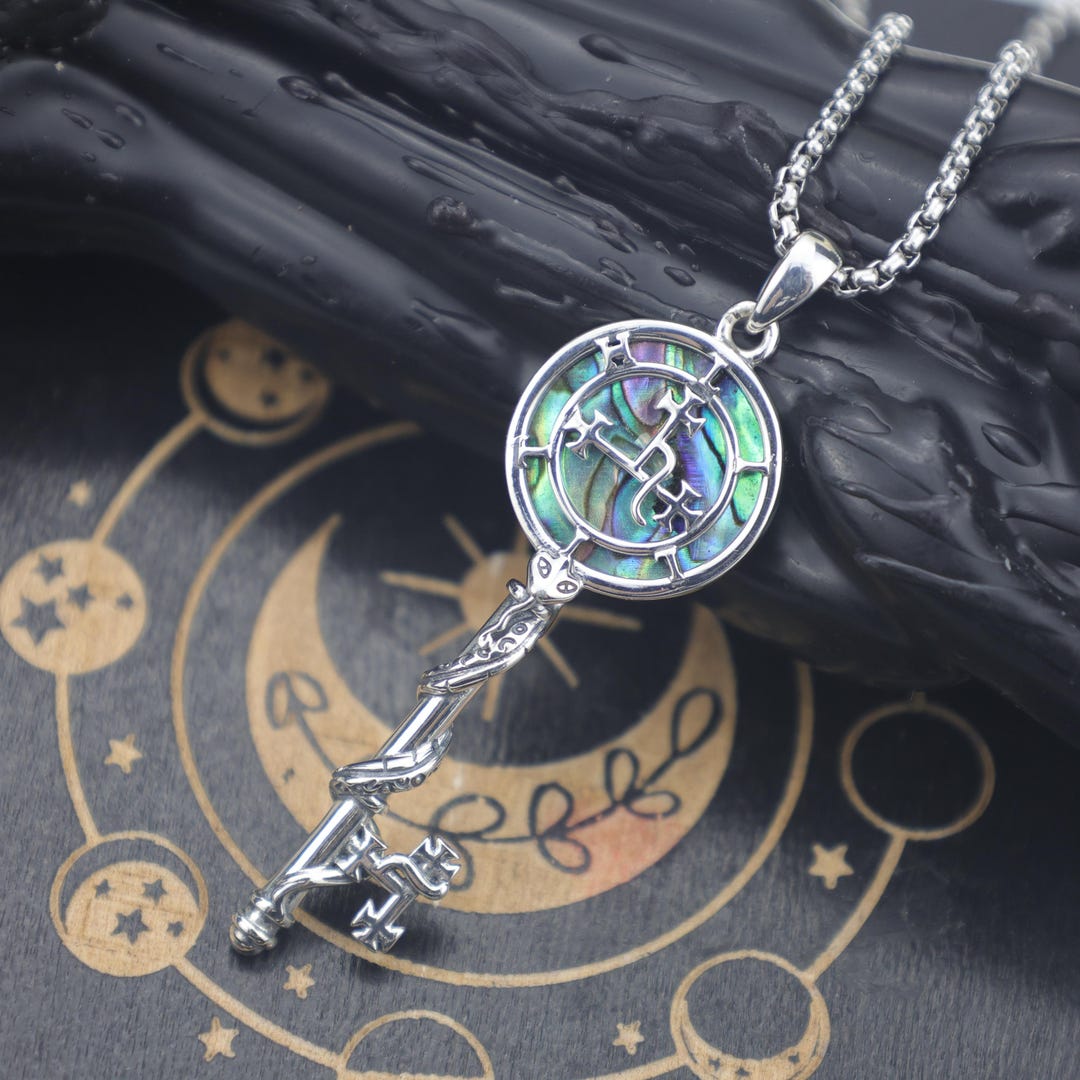 Lilith Sigil Key Necklace: Sterling Silver Abalone Shell Sigil Pendant ...