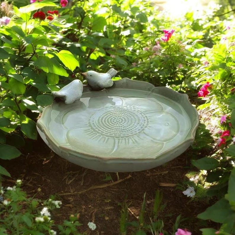 10" Ceramic Bird Bath & Bee Waterer | Garden Bowl for Birds, Bees ...