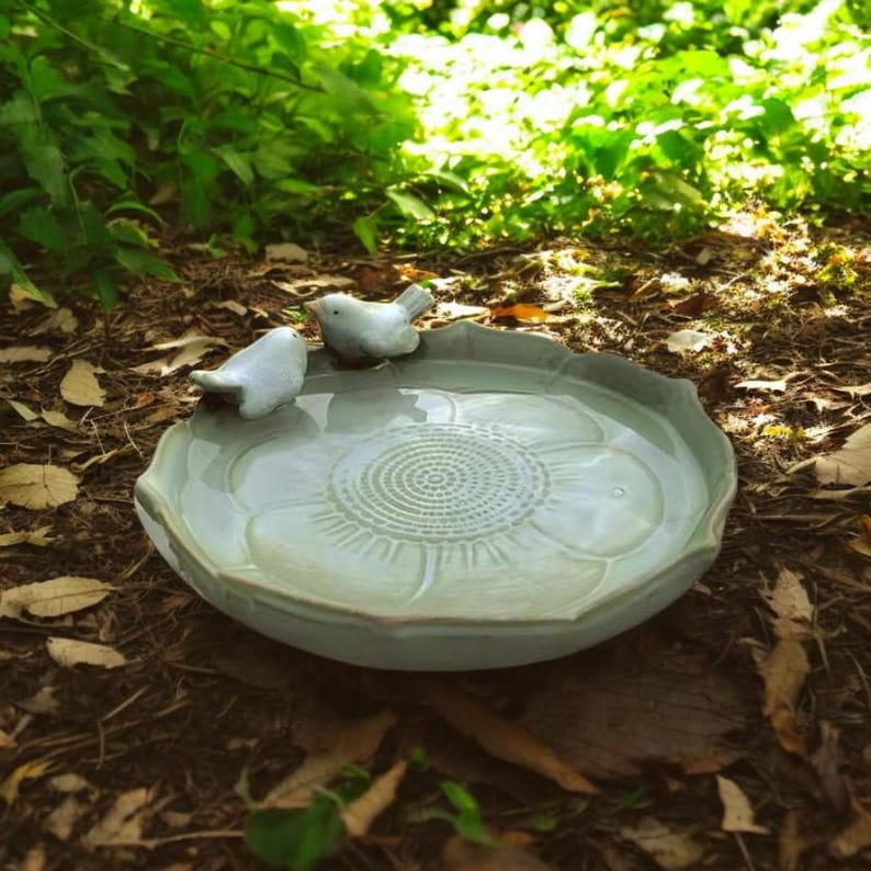 10" Ceramic Bird Bath & Bee Waterer | Garden Bowl for Birds, Bees ...