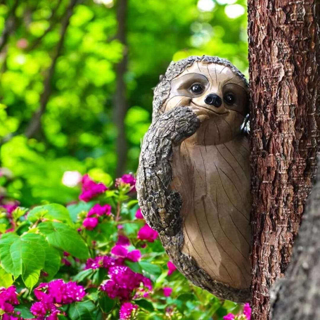 Hanging Sloth Tree Face Statue: Funny Resin Garden Decor - Etsy