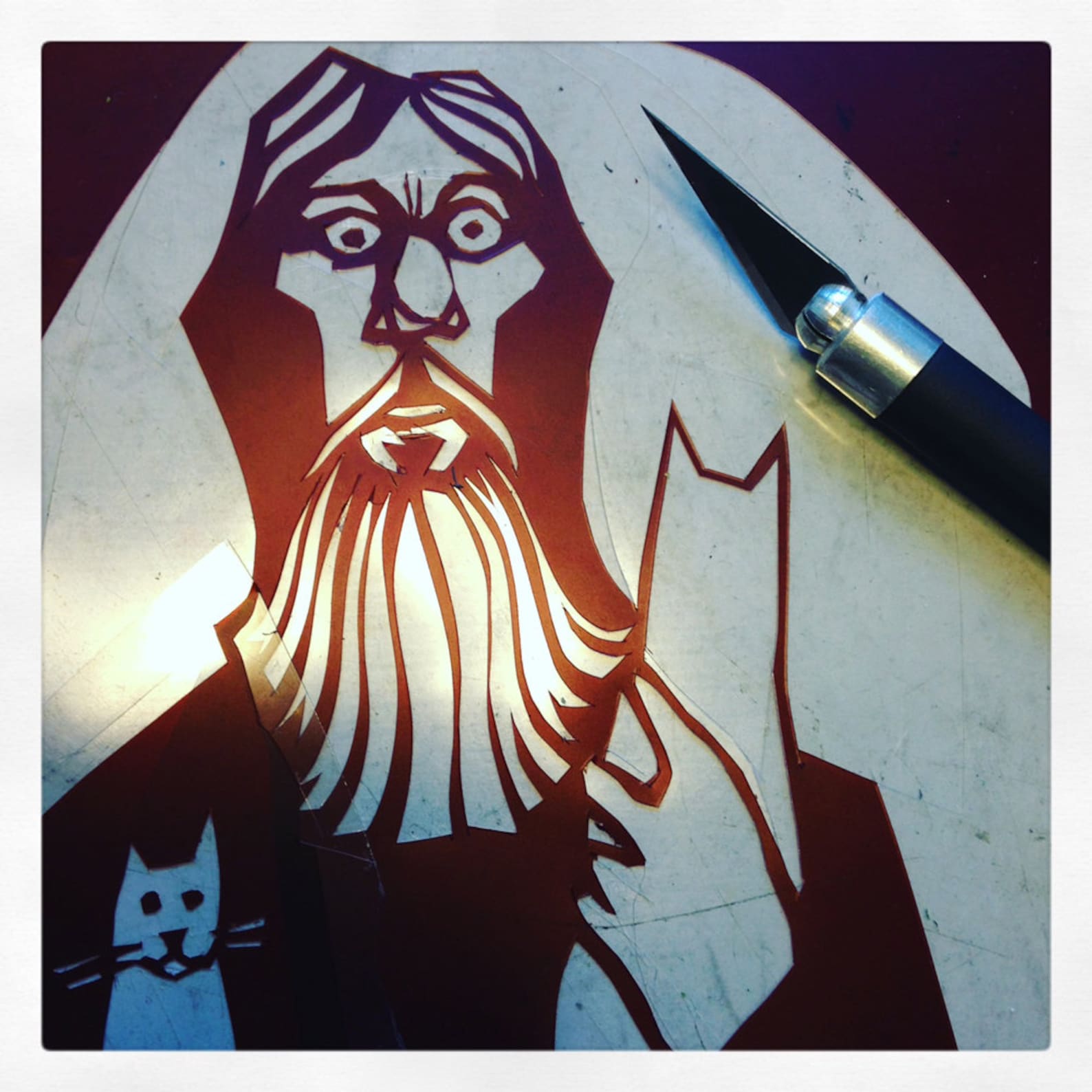 Rasputin Holding Cats - Screen Print With Glowing Eyes - Etsy