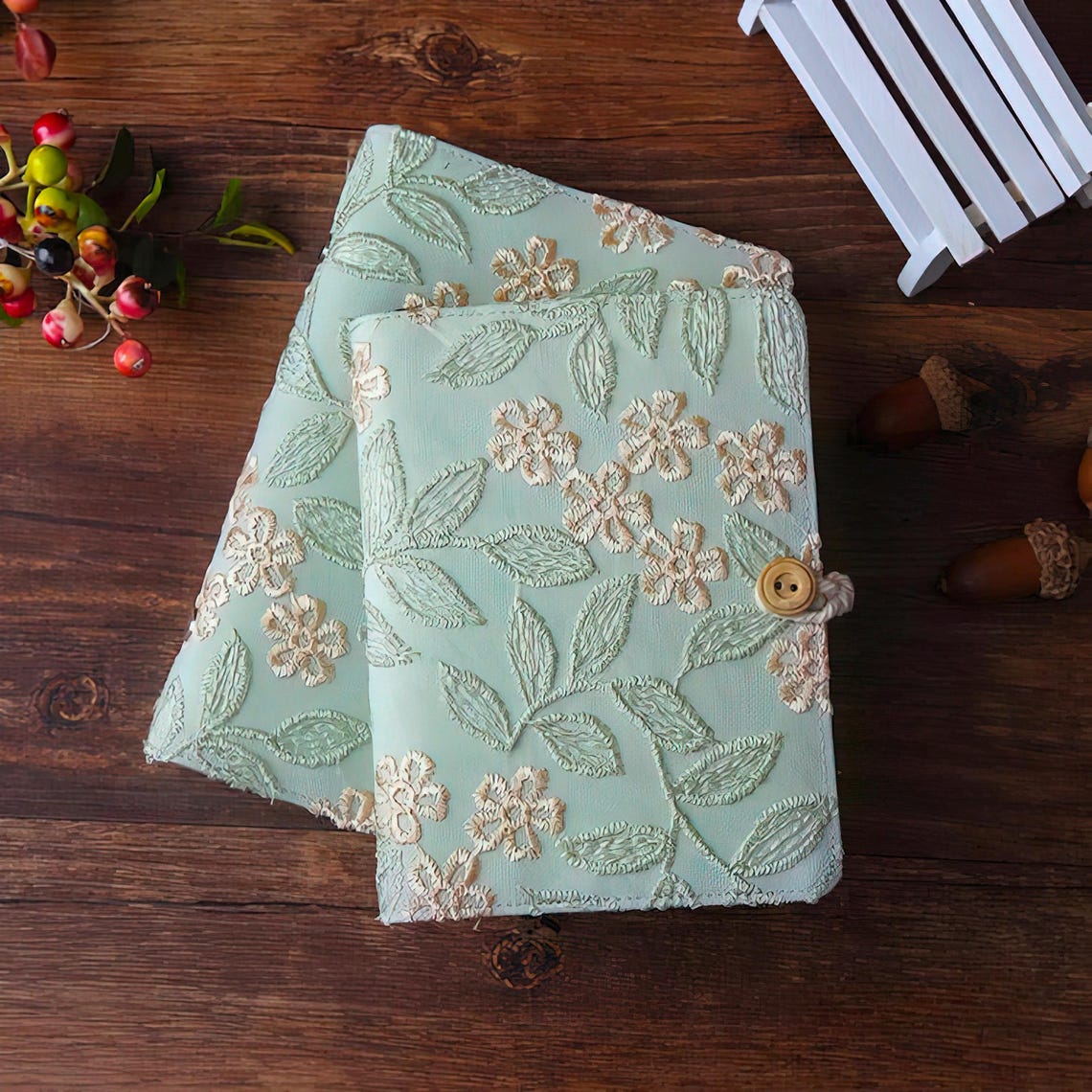 Hand Embroidered Floral Journal, A5 A6 Fabric Notebook - Etsy