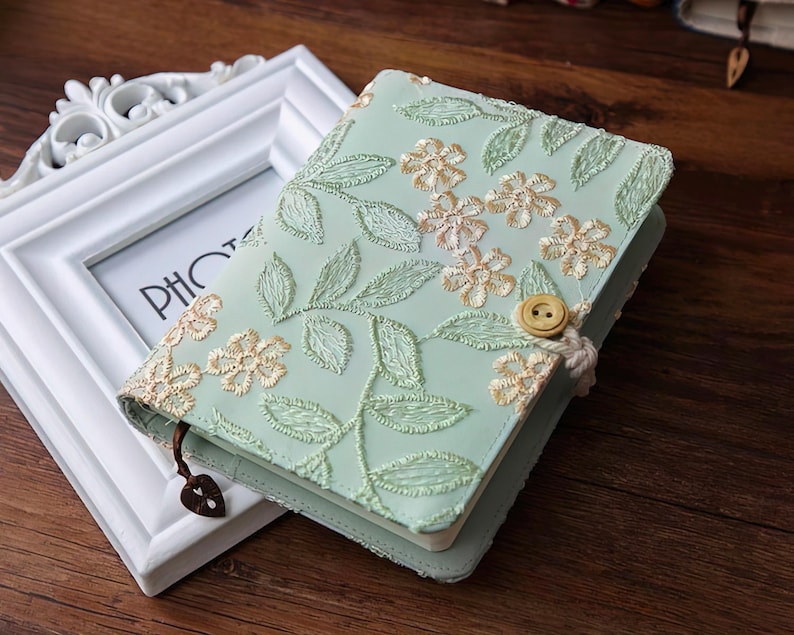 Hand Embroidered Floral Journal, A5 A6 Fabric Notebook - Etsy