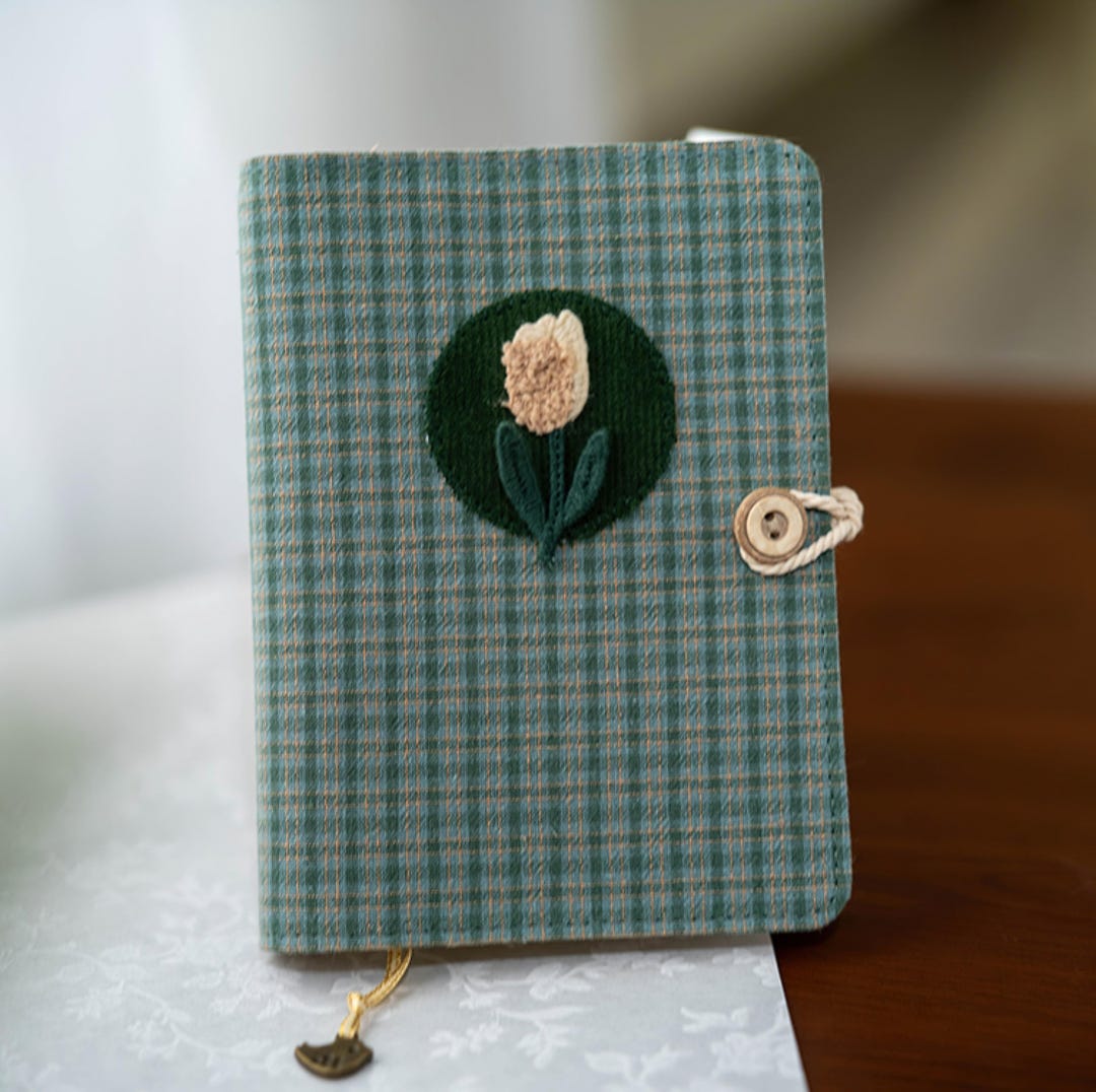 A6 A5 Custom Hand Notebook,retro Green Plaid Binder Rings Journal ...