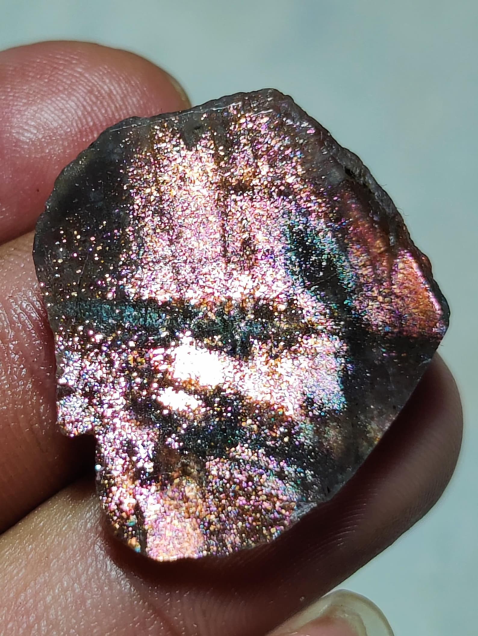Purple Haze Sunstone Gemstone: Natural Polished Raw Piece One Side ...