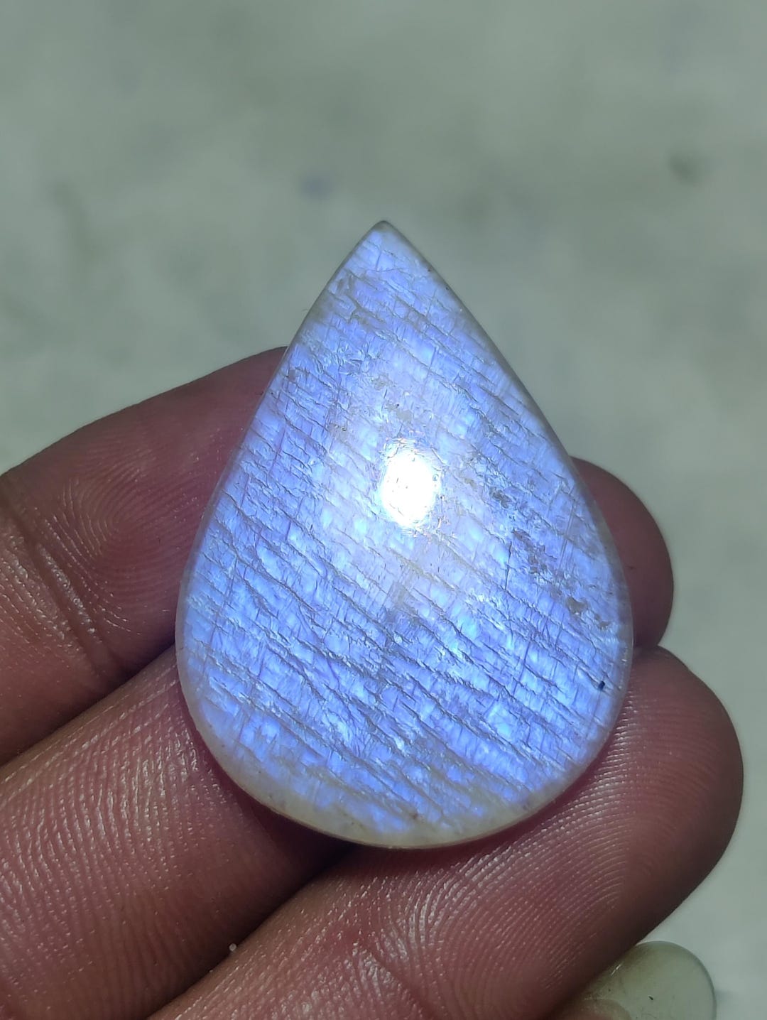 Flashy Blue African Moonstone Cabachon Gemstone Pear: Hand Polished ...