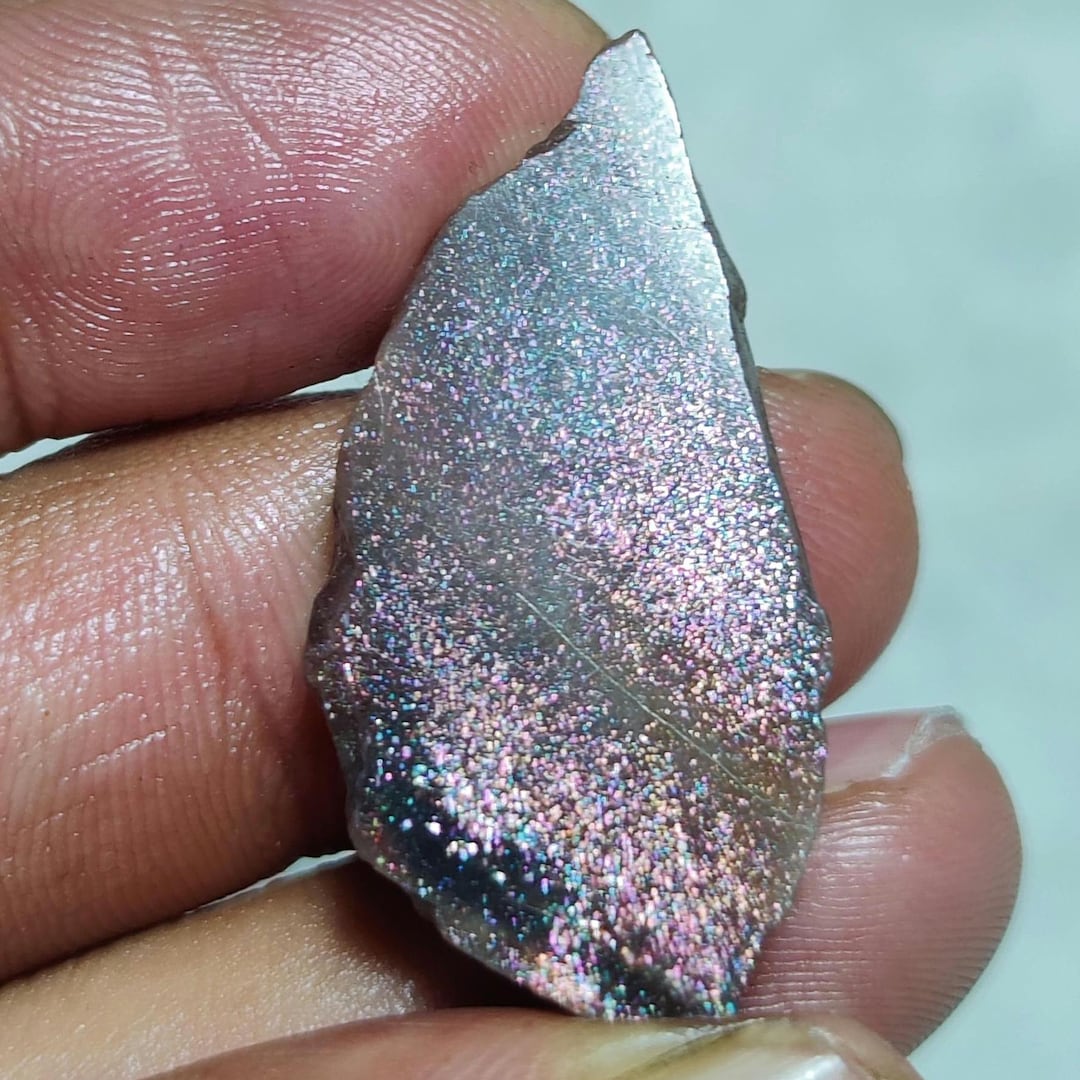 Purple Haze Sunstone Gemstone: Natural Polished Raw Piece One Side ...