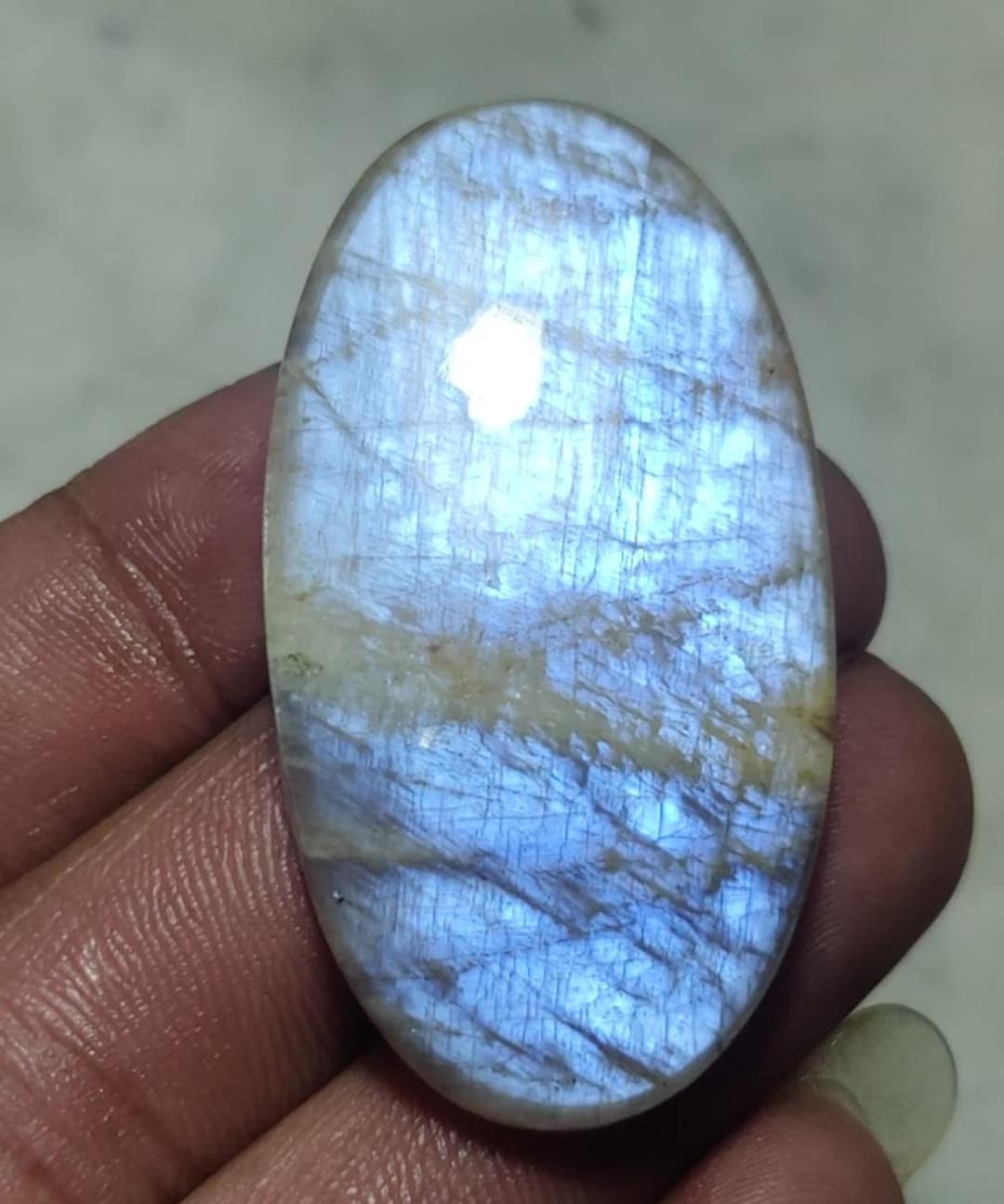 Flashy Blue African Moonstone Cabachon Gemstone Oval: Hand Polished ...