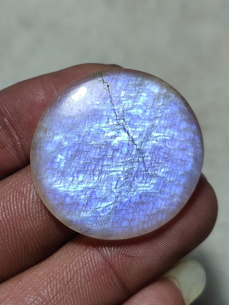 Flashy Blue African Moonstone Cabachon Gemstone Round: Hand Polished ...