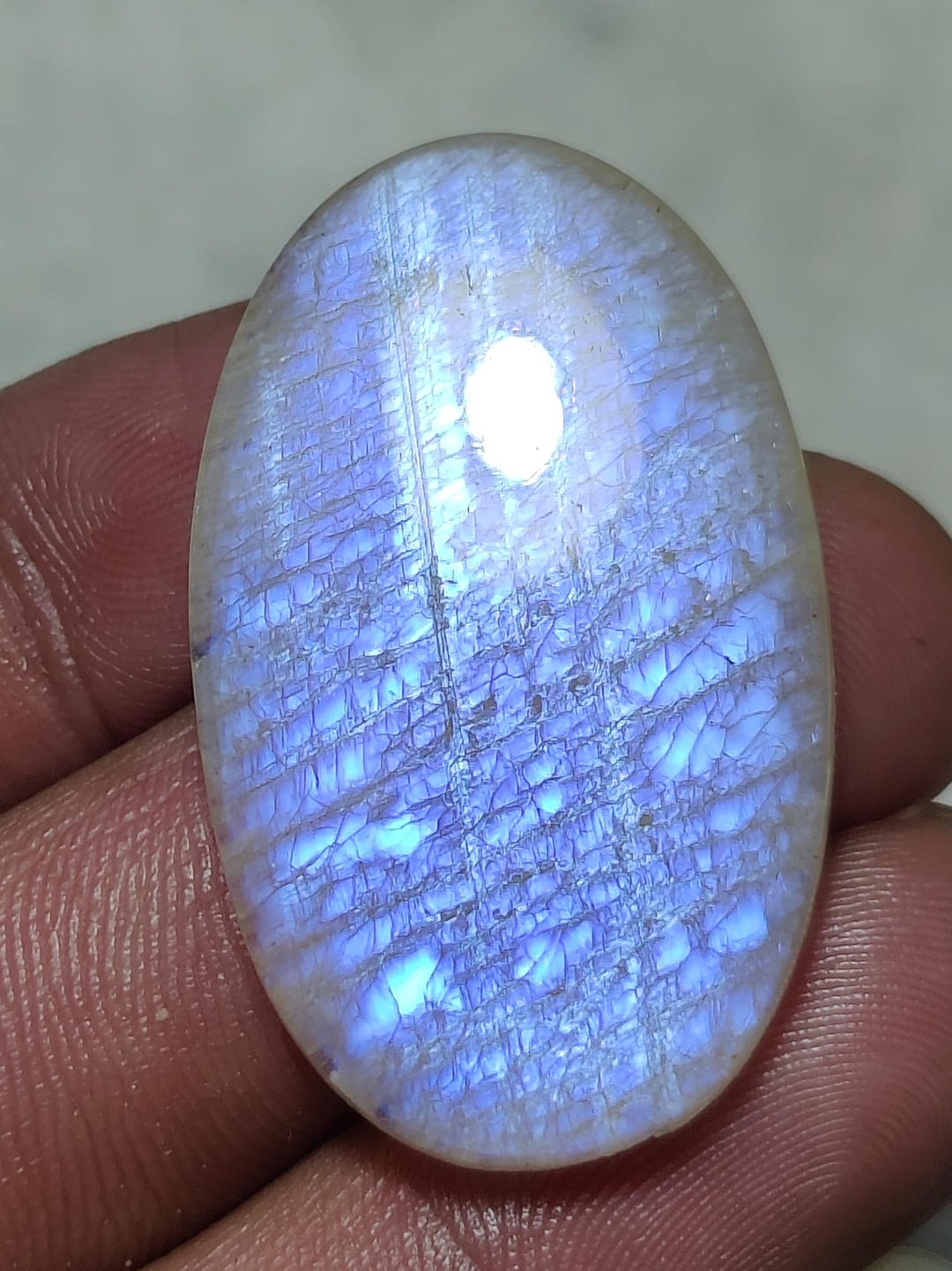 Flashy Blue African Moonstone Cabachon Gemstone Oval: Hand Polished ...